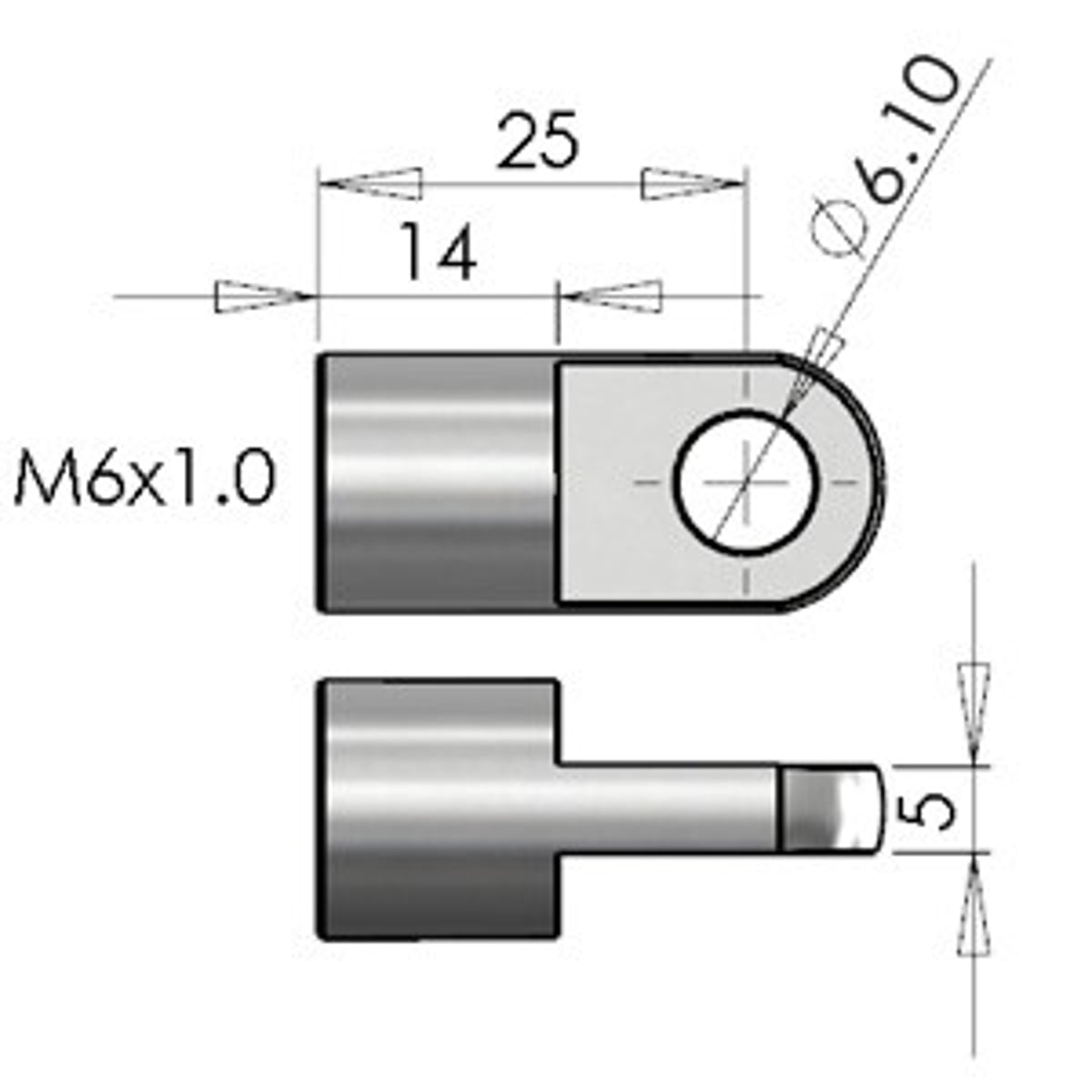 H3 - Stainless Steel Eyelet with a 6mm hole, 5mm thick and 25mm long