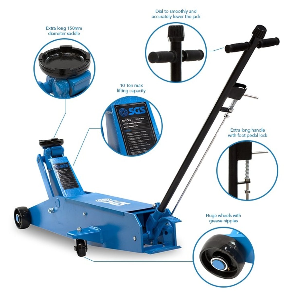 10 Ton Long Reach Professional Service Trolley Jack For Lorry, Bus ...