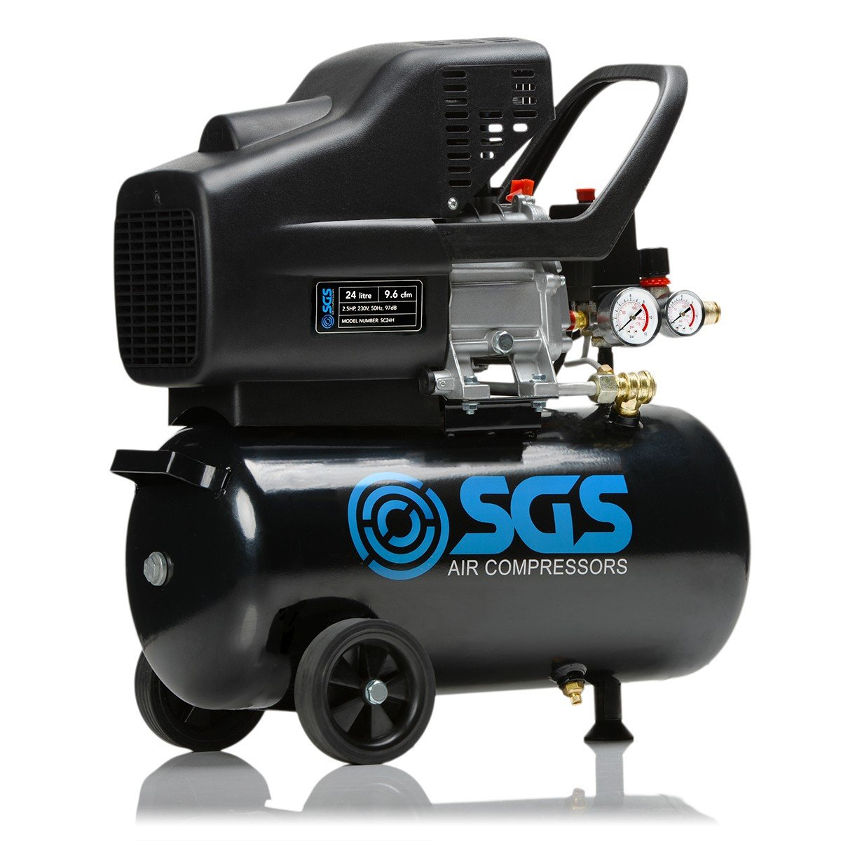 SGS 24 Litre Direct Drive Air Compressor - 9.6CFM, 2.5HP, 24L
