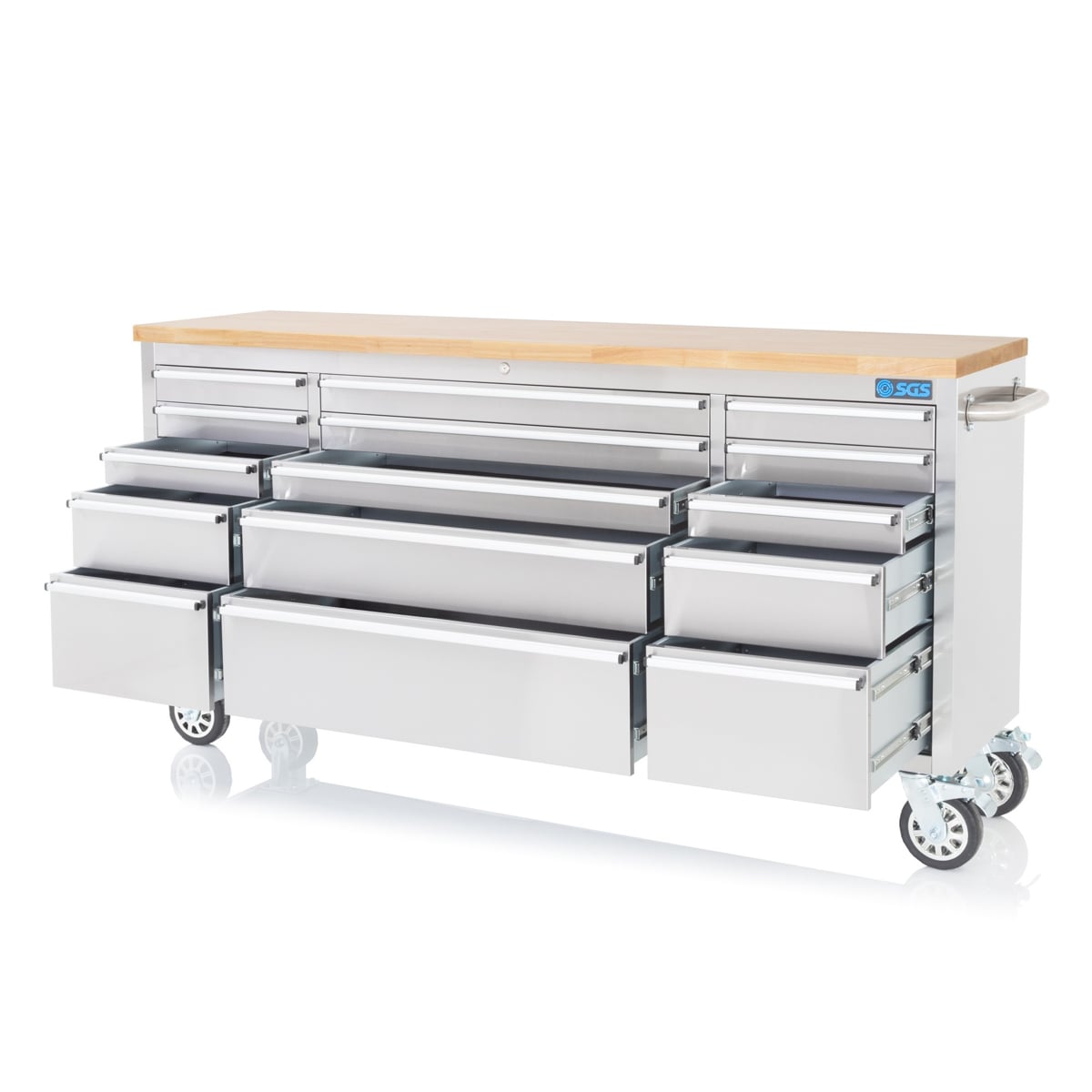 SGS 72" Stainless Steel Workbench Tool Chest and Side Cabinet