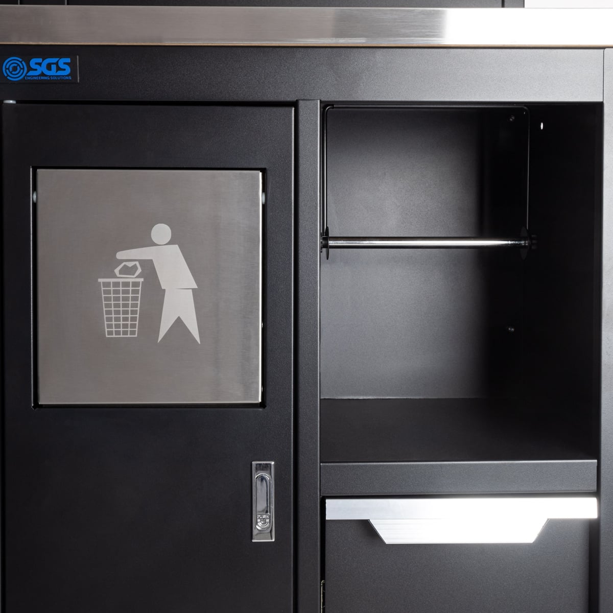 SGS 17pc Garage Storage System with Stainless Worktop and Sink Unit
