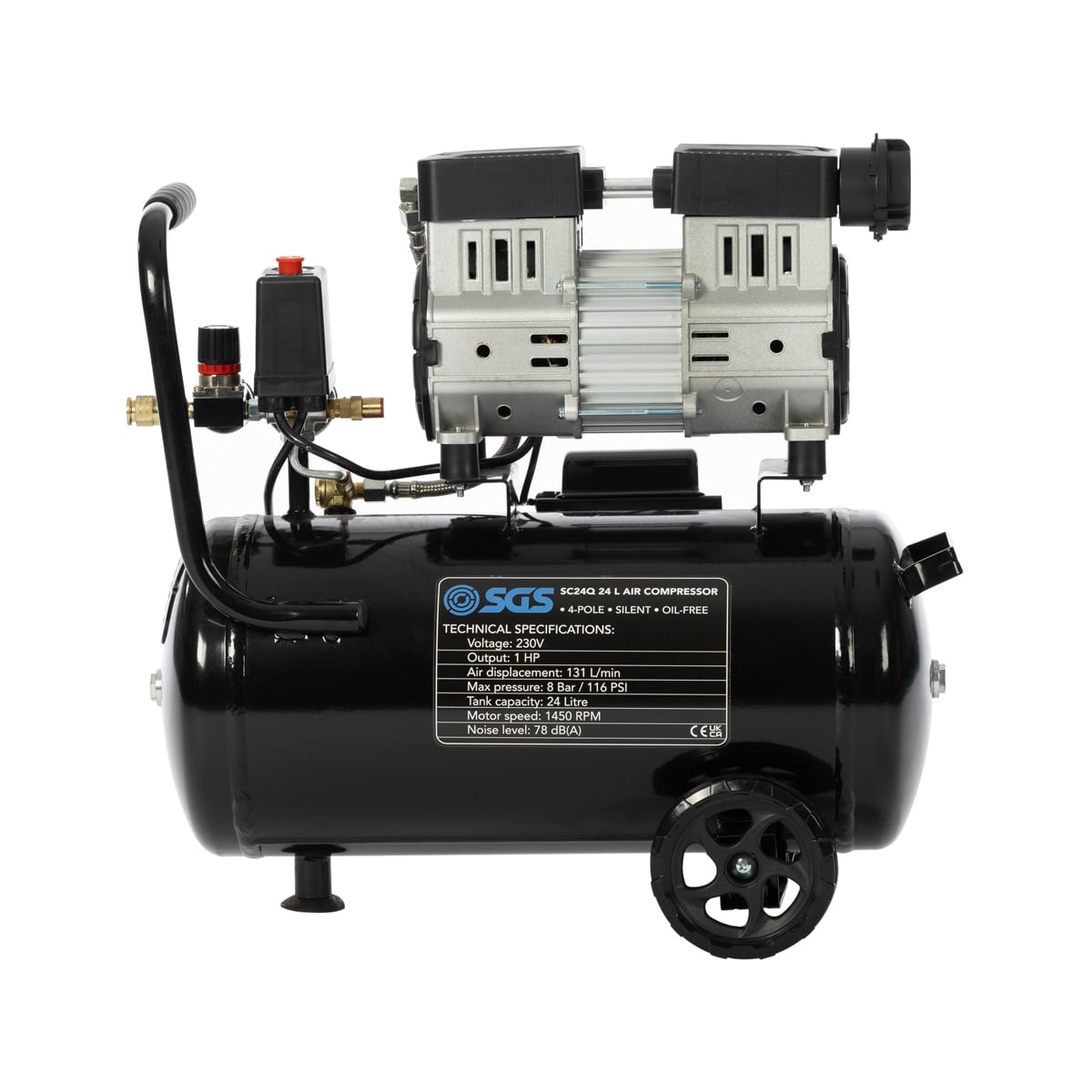 SGS 24 Litre Silent Air Compressor 4.6CFM