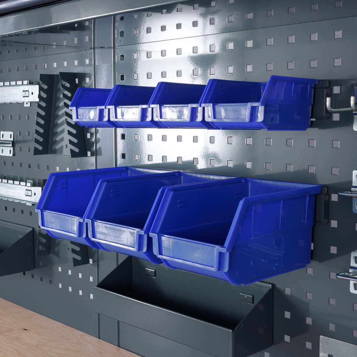SGS 53in Garage Workstation with Top Cabinets | Pegboard & Accessories
