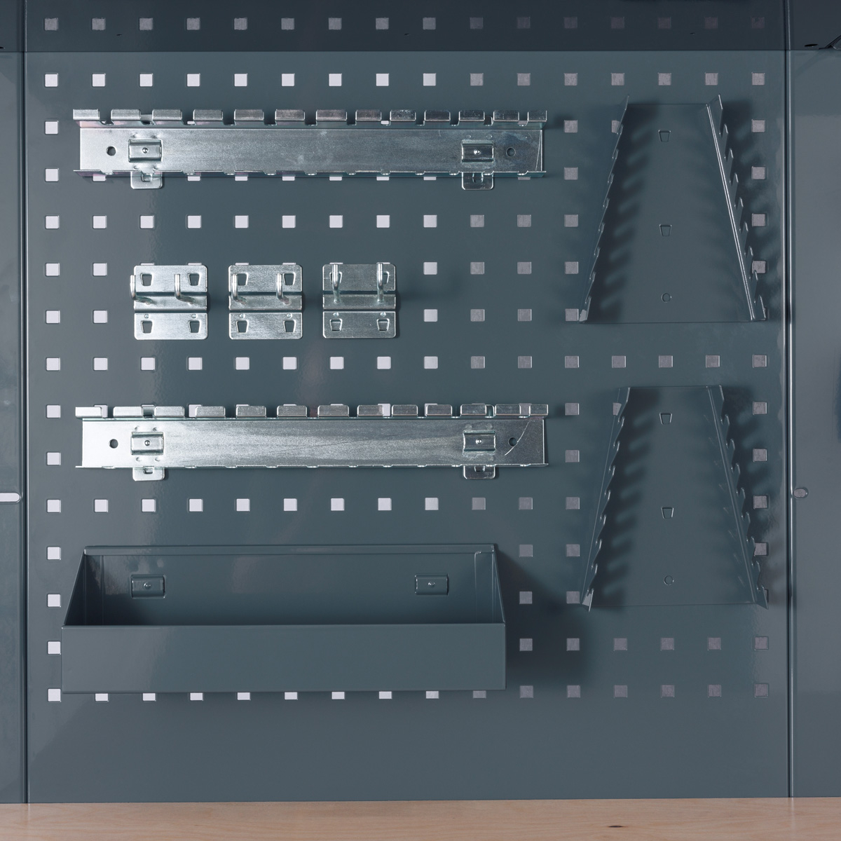 SGS 53in Garage Workstation with Top Cabinets | Pegboard & Accessories