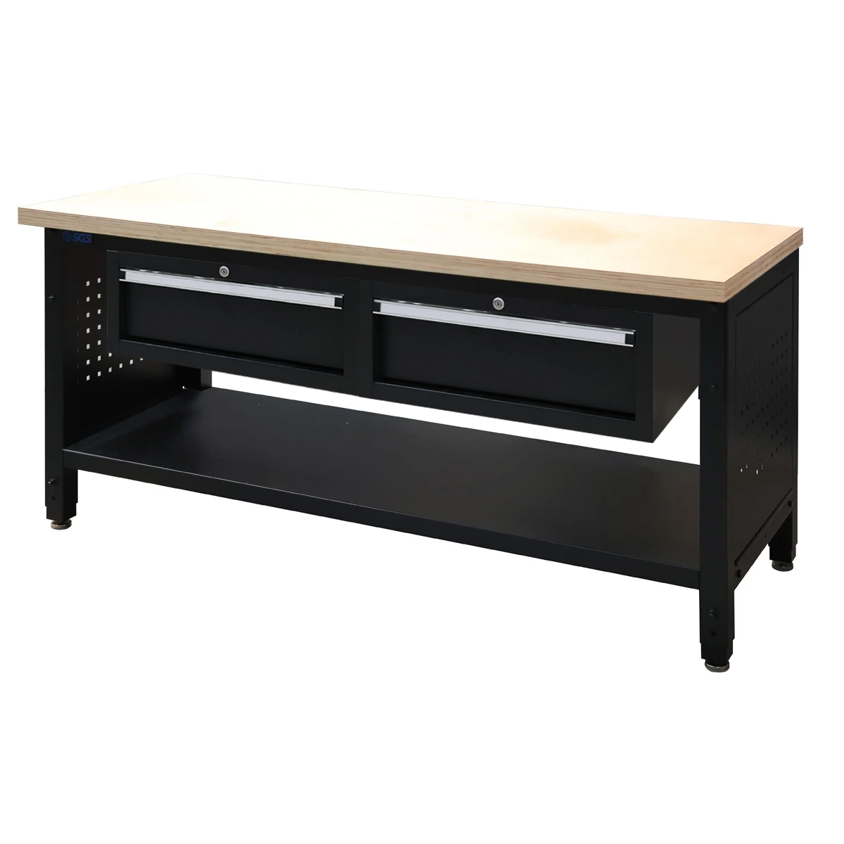 SGS 60in Modular Workstation - Wood Worktop | 2x Hanging Drawers - SGS